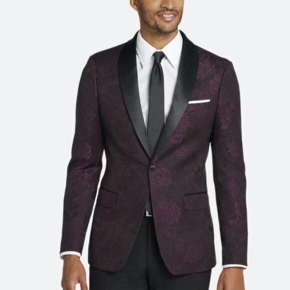 Egara Slim Fit Shawl Lapel Dinner Jacket in Wine38S Size Stylish Men's ...